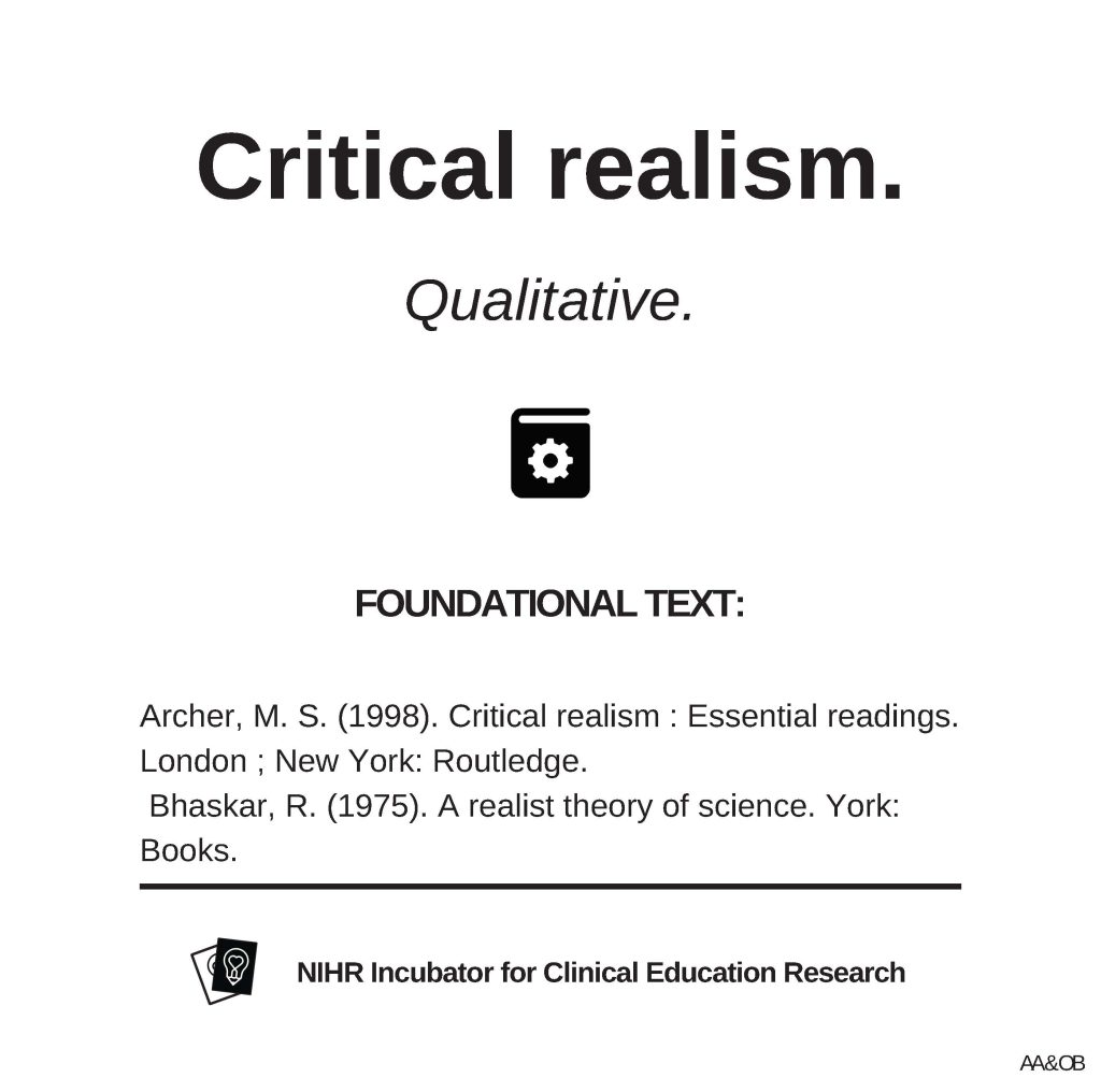 Critical realism - Incubator for Clinical Education Research